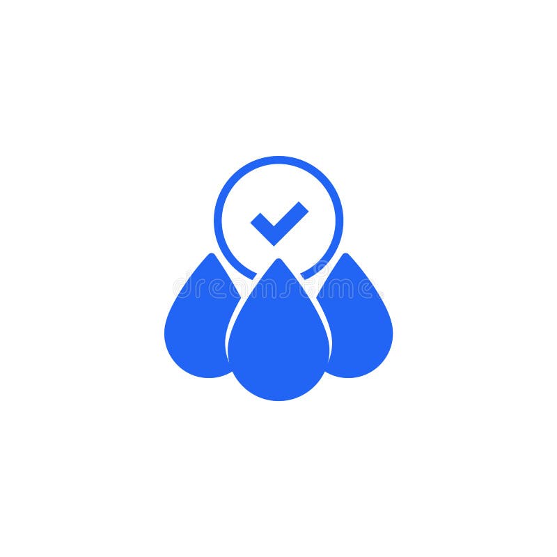 Water Check Icon with Drops Stock Illustration - Illustration of clean ...