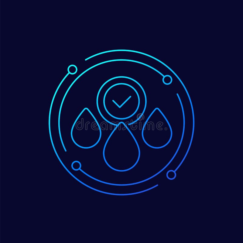 Water Check Icon, Linear Design Stock Vector - Illustration of mark ...