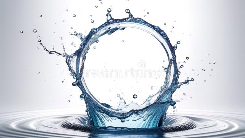Water Circle, Motion of Natures Purity, Blue Water Splashes. Clean and ...