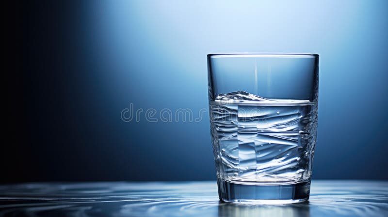 Water in Clear Glass on Wooden Table. Generative AI Stock Illustration ...