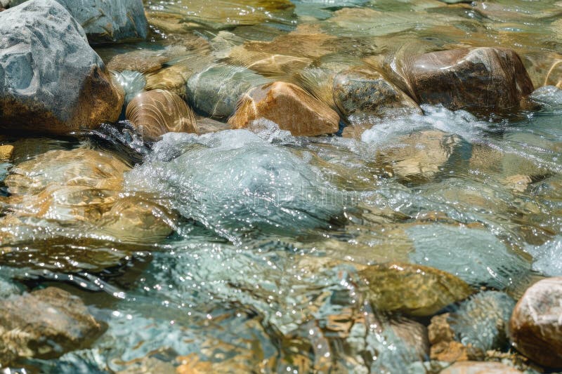 The Water is Clear and the Rocks are Scattered Throughout the Stream ...