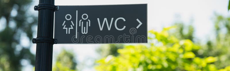 Water Closet Direction Sign Outdoors, Banner. Stock Image - Image of ...