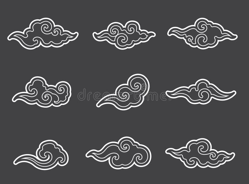 Cloud Oriental Icon Set. Asian Art. Japan. China. Thai. - Vector. Stock ...