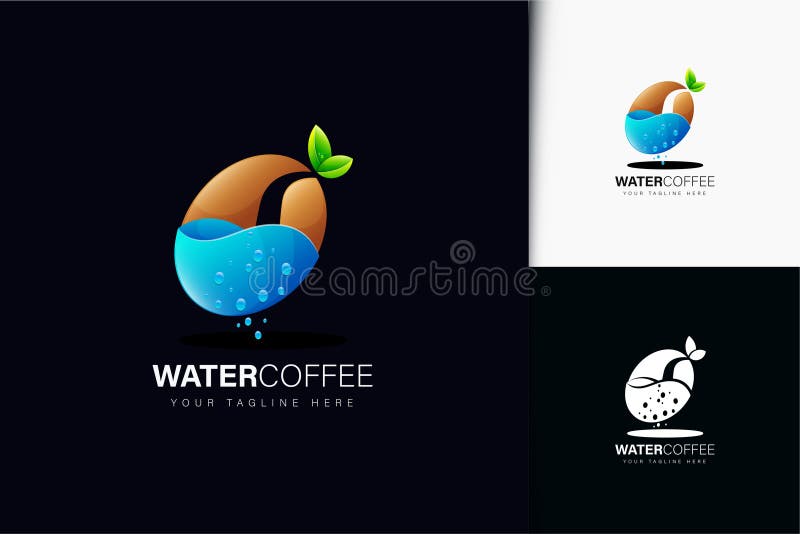 Water Coffee Logo Design with Gradient Stock Vector - Illustration of ...