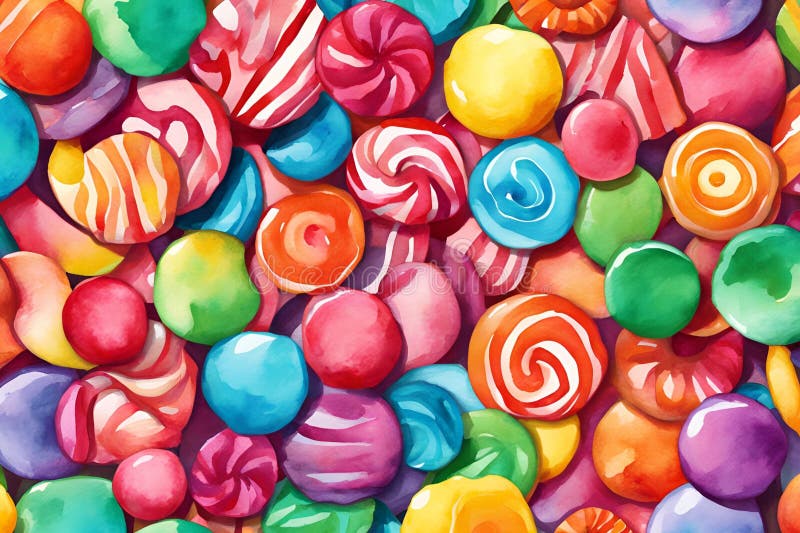 Water Color Candy Vibrant Colors Repeating Pattern Stock Image - Image ...