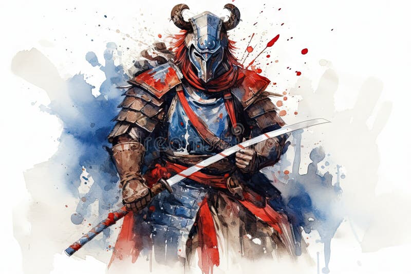 Water Color Illustration of Samurai Warrior Stock Illustration ...