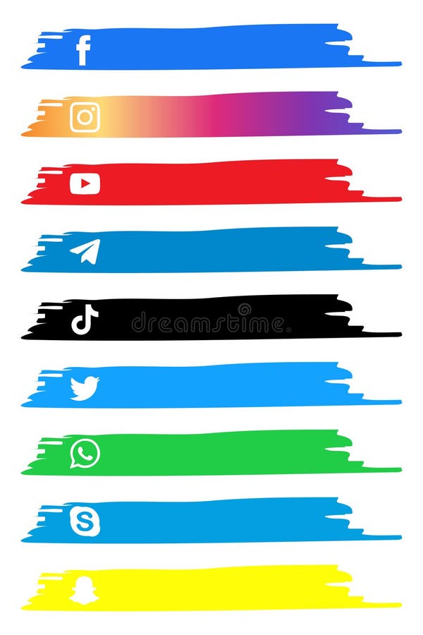 Water Color Social Media Popular Icon Collection Facebook Youtube