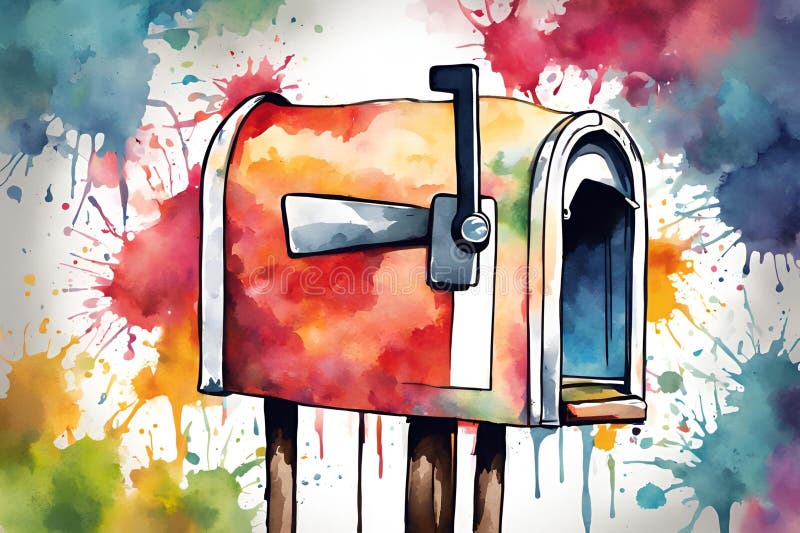 Water Color Splatter Paint Vector-style Image of Happy Mailbox Stock ... Water Color Splatter Paint Vector-style Image of Happy Mailbox Stock ...