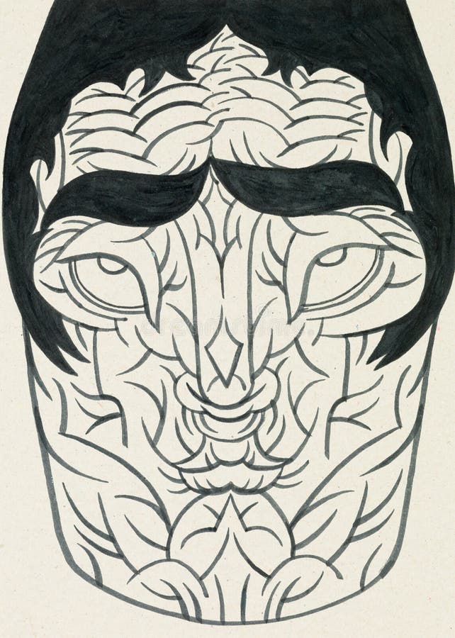 Water Colour Alien Face Portrait Stock Illustration - Illustration of ...