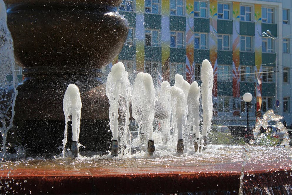 Water Columns from the Fountain Stock Image - Image of blue, stream ...