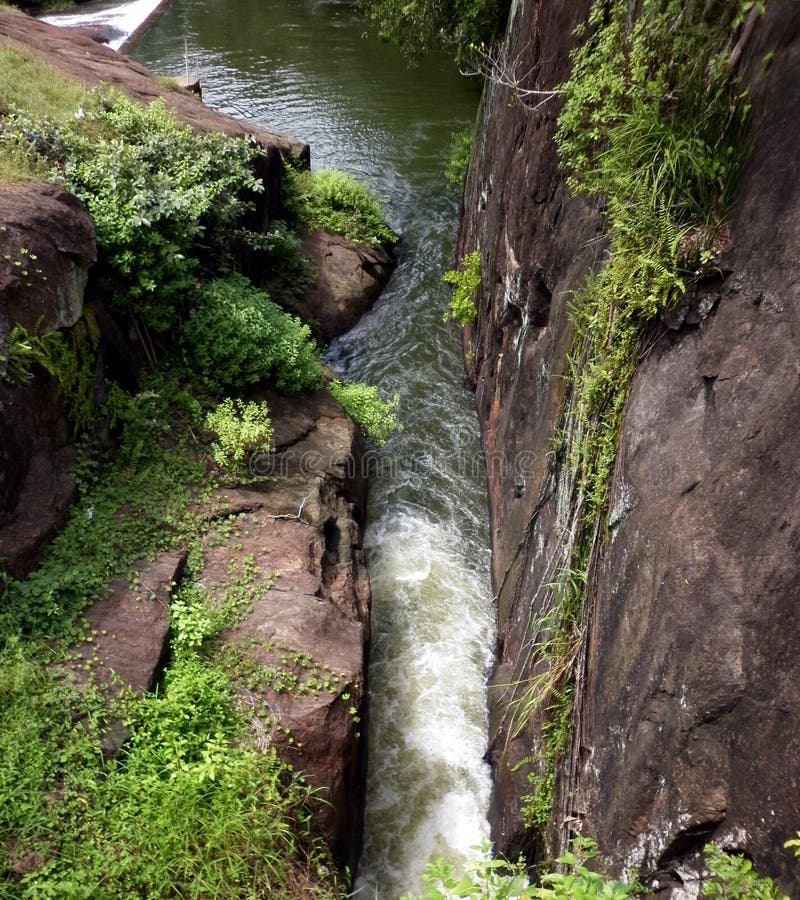 Water Comes Out from Man Made Small Channel with White Foams Stock ...