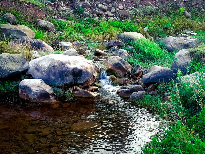 Water Coming Down from a Stream Stock Image - Image of creek, garden ...