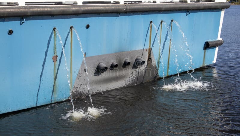 Water Coming Out from a Ship Stern for Cooling the Engine Stock Photo ...