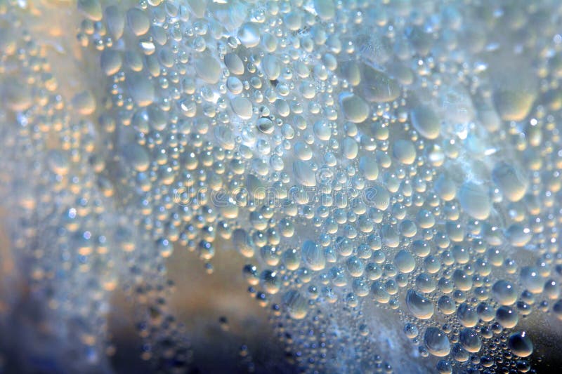 Water Condensation Small Bubbles Moisture on a Glass Window Close Up ...