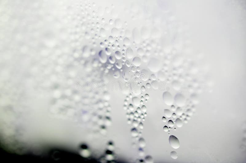 Water Condensation Small Bubbles Moisture on a Glass Window Close Up ...