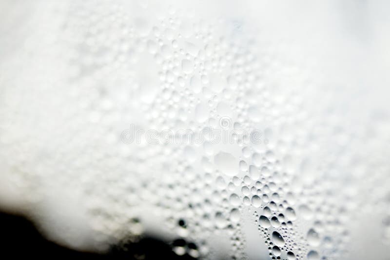 Water Condensation Small Bubbles Moisture on a Glass Window Close Up ...