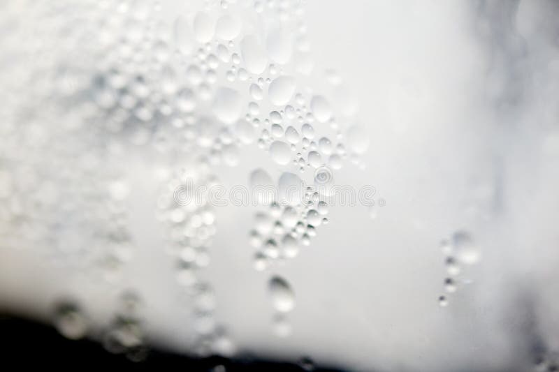 Water Condensation Small Bubbles Moisture on a Glass Window Close Up ...
