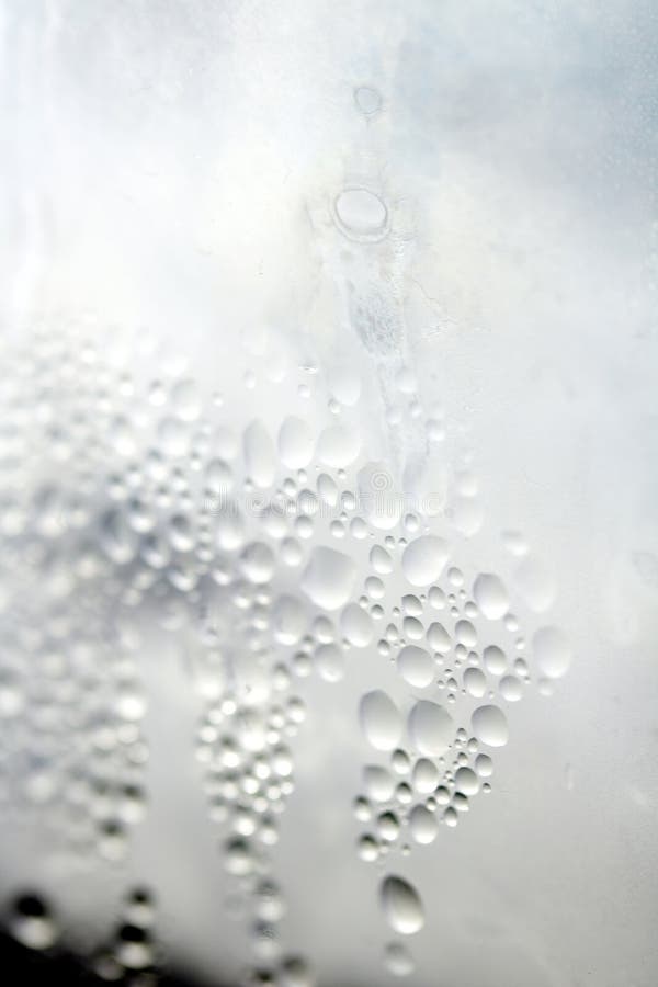 Water Condensation Small Bubbles Moisture on a Glass Window Close Up ...