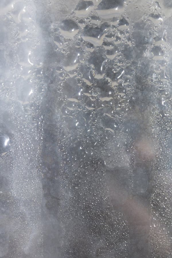 Water Condensation Small Bubbles Moisture on a Glass Window Close Up ...