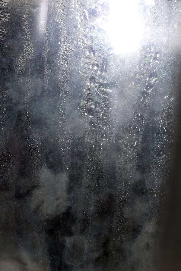 Water Condensation Small Bubbles Moisture on a Glass Window Close Up ...