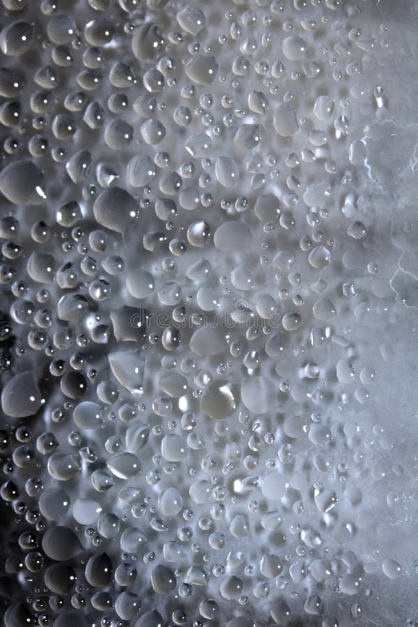Water Condensation Small Bubbles Moisture on a Glass Window Close Up ...