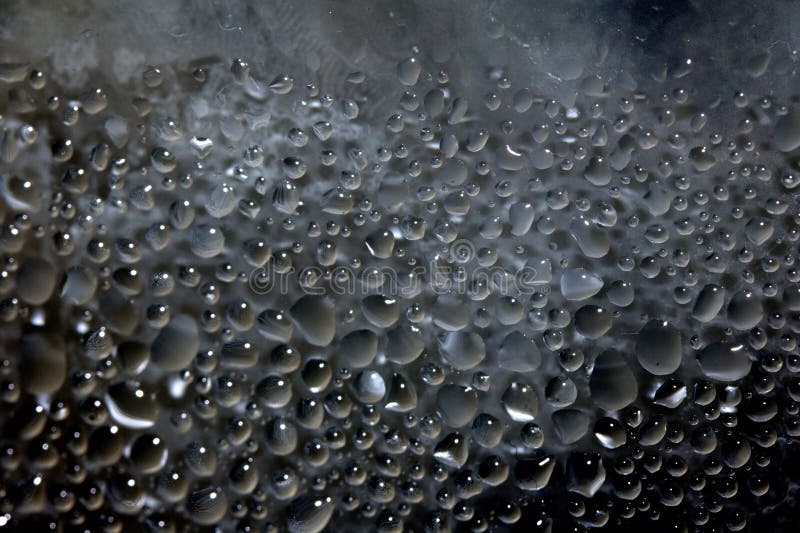 Water Condensation Small Bubbles Moisture on a Glass Window Close Up ...