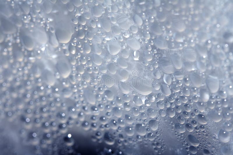 Water Condensation Small Bubbles Moisture on a Glass Window Close Up ...