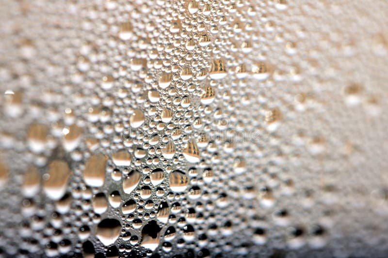 Water Condensation Small Bubbles Moisture on a Glass Window Close Up ...