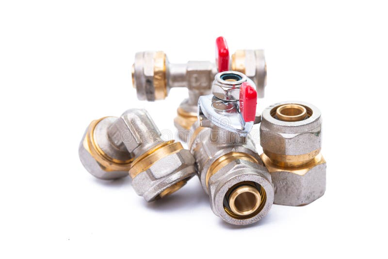 Water Connection Taps Isolated Stock Photo - Image of steel ...