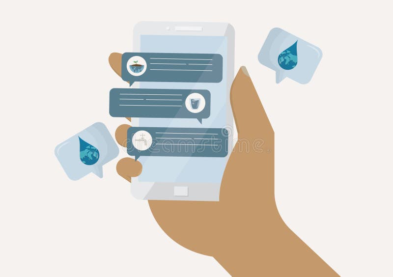 Mobile App for Water Conservation Stock Illustration - Illustration of ...