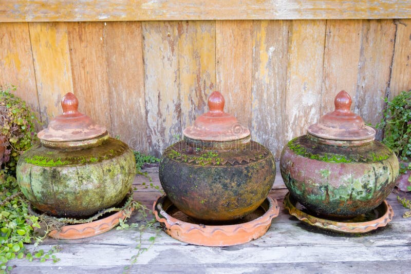 Water Container Jars of the Ancient Thai Stock Image - Image of close ...