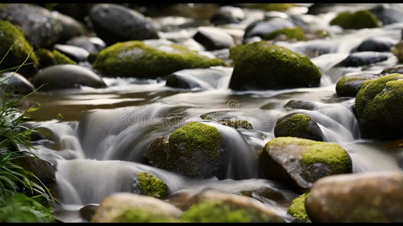 Water Continuously Flows and Spreads Along the Stream.AI Generated ...