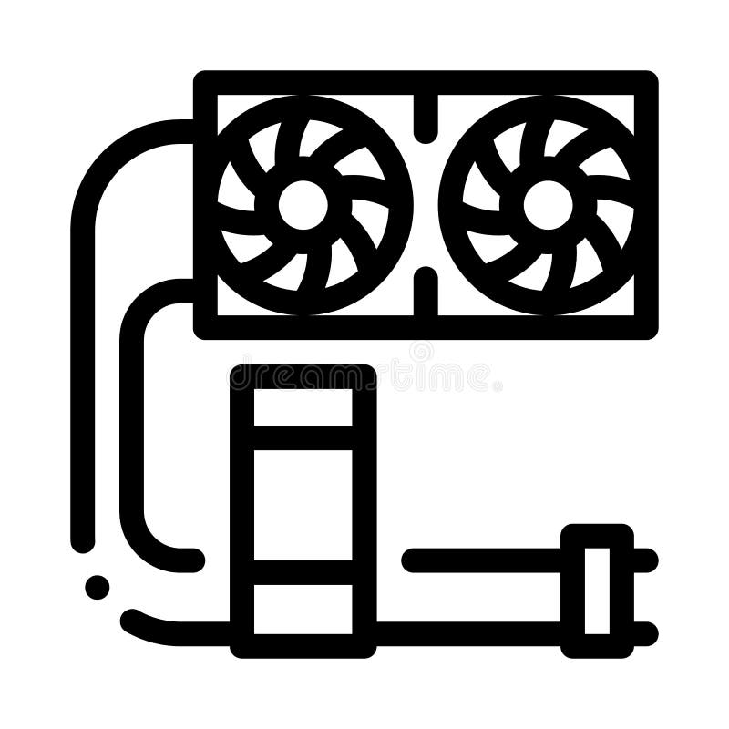 Water Cooler Computer Part Black Icon Vector Illustration Stock ...