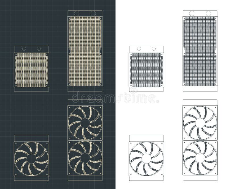 Water Cooling Radiators Blueprints Set Stock Vector - Illustration of ...