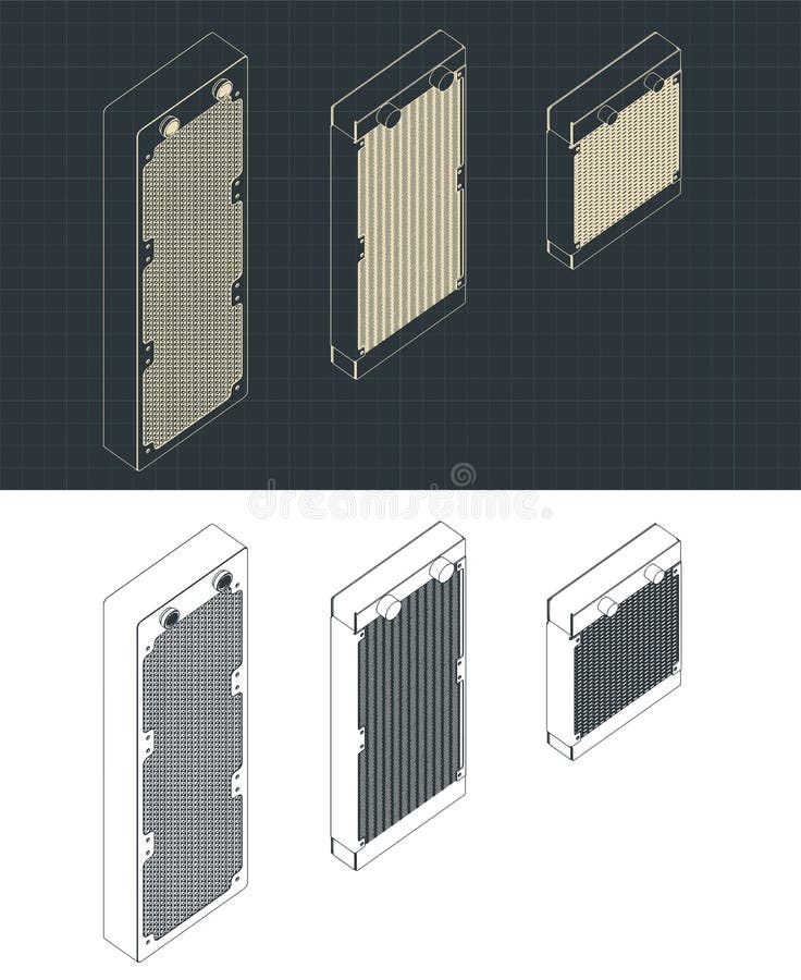 Water Cooling System Line Icon. Cooler Fans with Liquid in Radiator ...