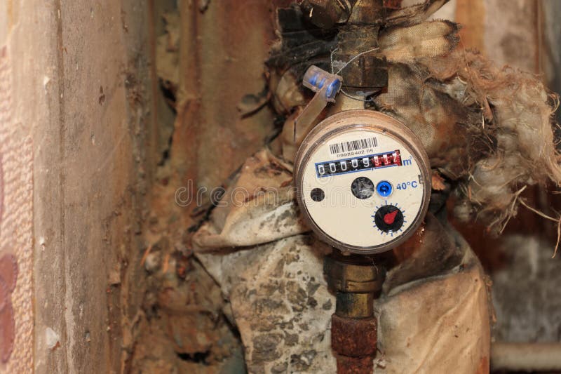 Water Counter. a Device for Metering Cold or Hot Water on a Rusty Old ...