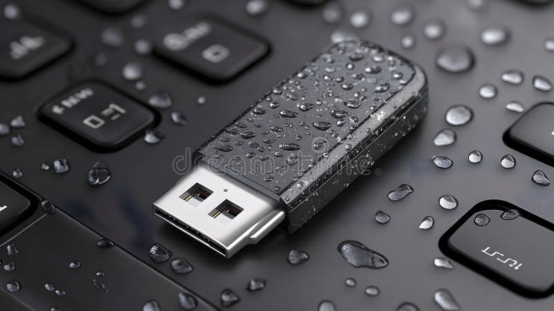Wet USB Drive on Keyboard stock illustration. Illustration of stick ...