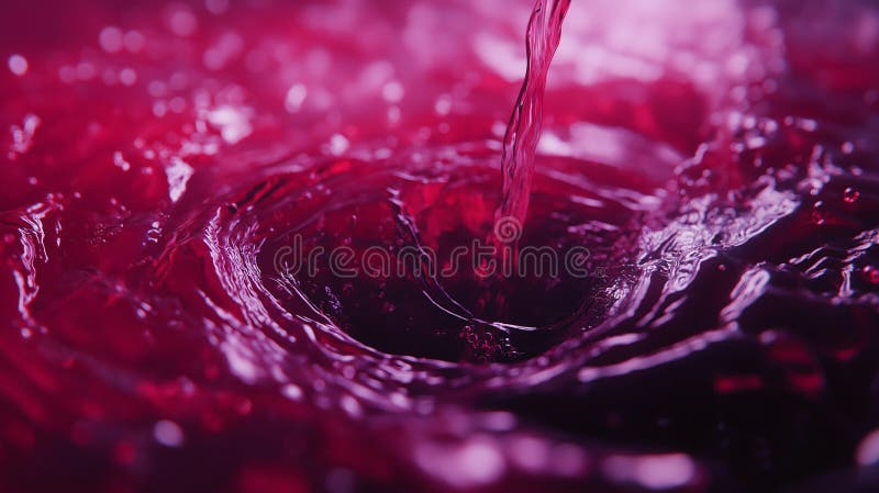 Water Creates Swirling Patterns in Deep Crimson Liquid Stock Image ...