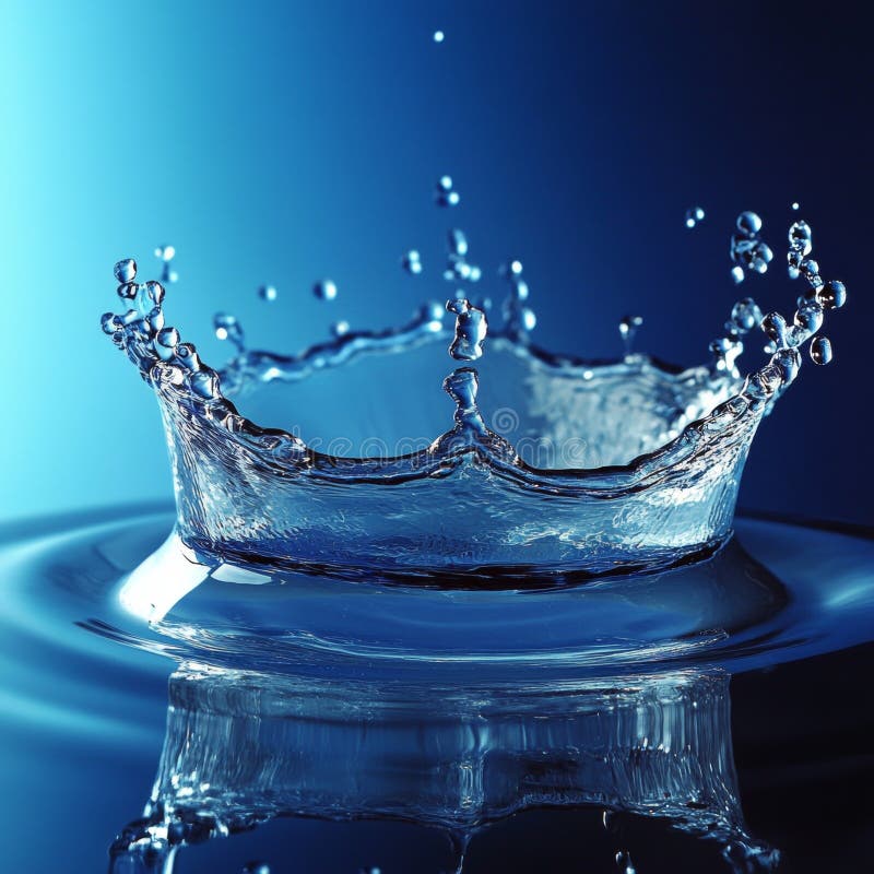 Water Crown. Splash of Clean Water with Crown Shape, on Blue Gradient ...