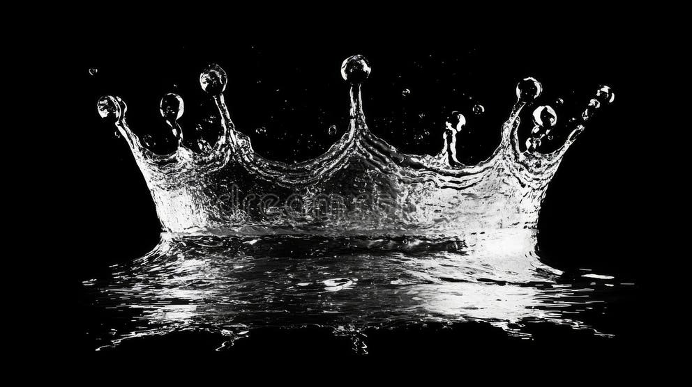 Water Crown Splash: Monochrome Liquid Abstract Stock Illustration ...