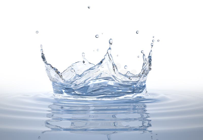 Water Crown Splash in a Water Pool on White Stock Image - Image of ...