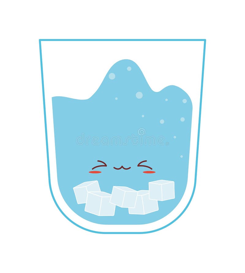 Water cup with ice stock vector. Illustration of face - 221069146