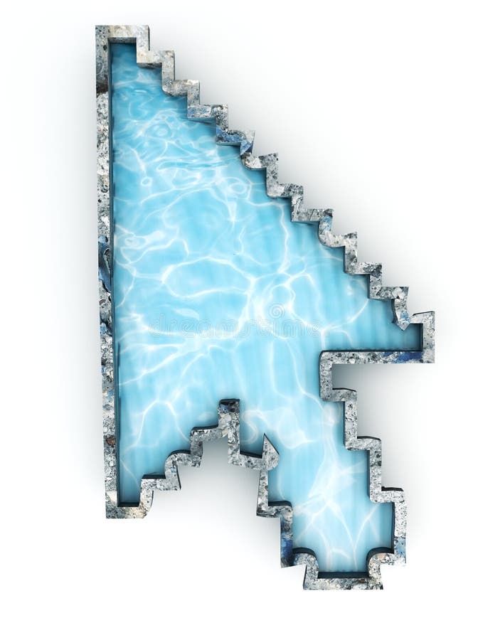 Water Cursor Mouse Pool 3d Render. Path Save Stock Illustration - Illustration of abstract ...