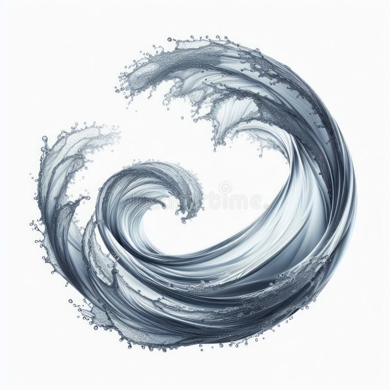 Water Curved Wave on White Background. Ai Generative Stock Illustration ...