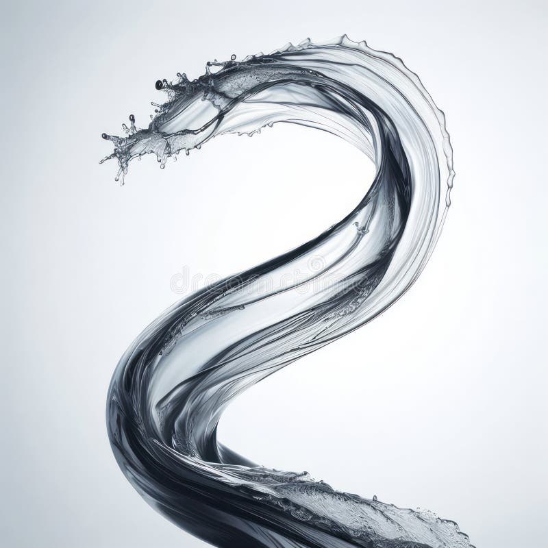 Water Curved Wave on White Background. Ai Generative Stock Illustration ...