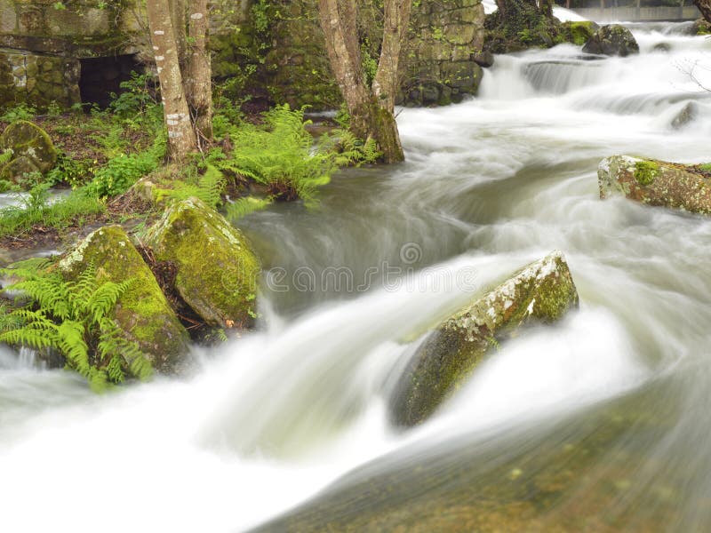Water Rapids in the River Baiña, in Baiona, after the Heavy Rains Stock ...