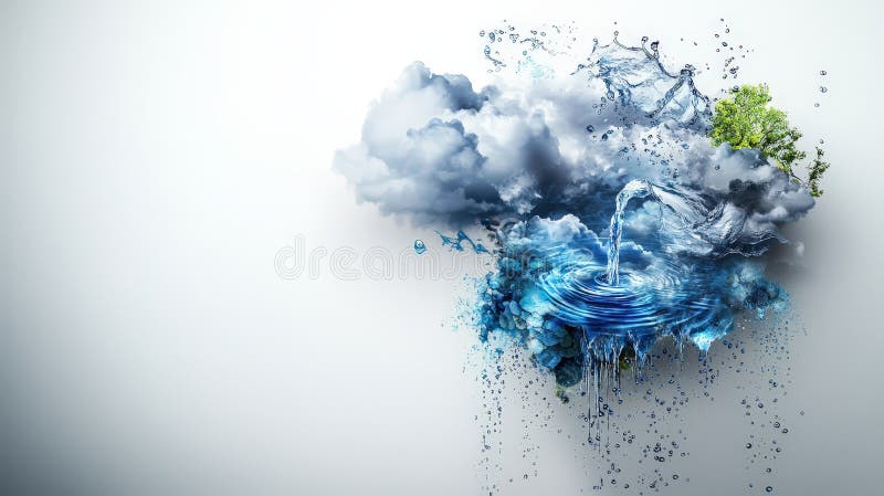 Water Cycle Dynamics Illustrated Aerial View Infographic Art Natural ...