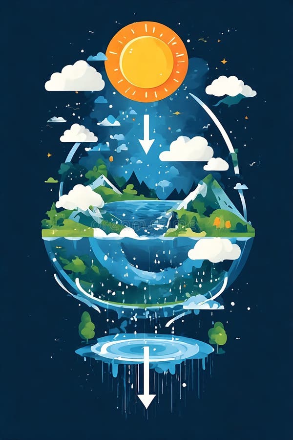 Water Cycle Infographic – Vector Stock Illustration - Illustration of ...