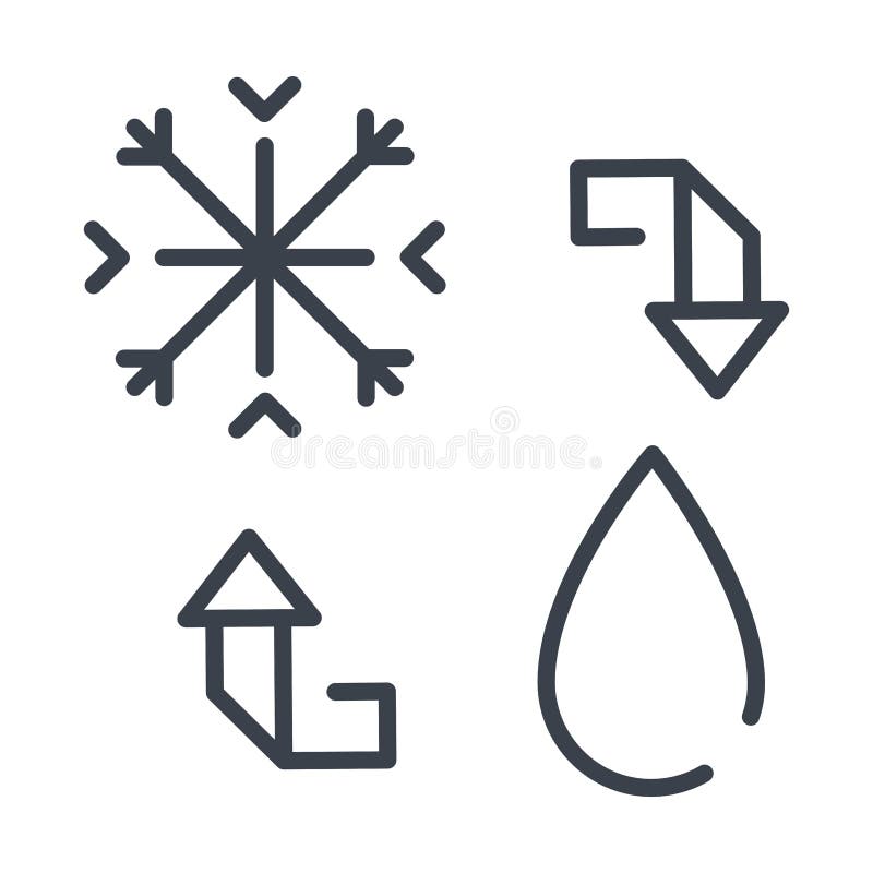 Water Cycle in Nature, Snowflake and Water Drop Icon, Vector Isolated ...