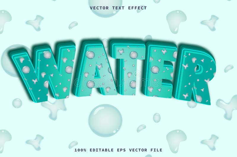 Water 3d Text Effect Realistic Textured Eps Editable Text Stock ...